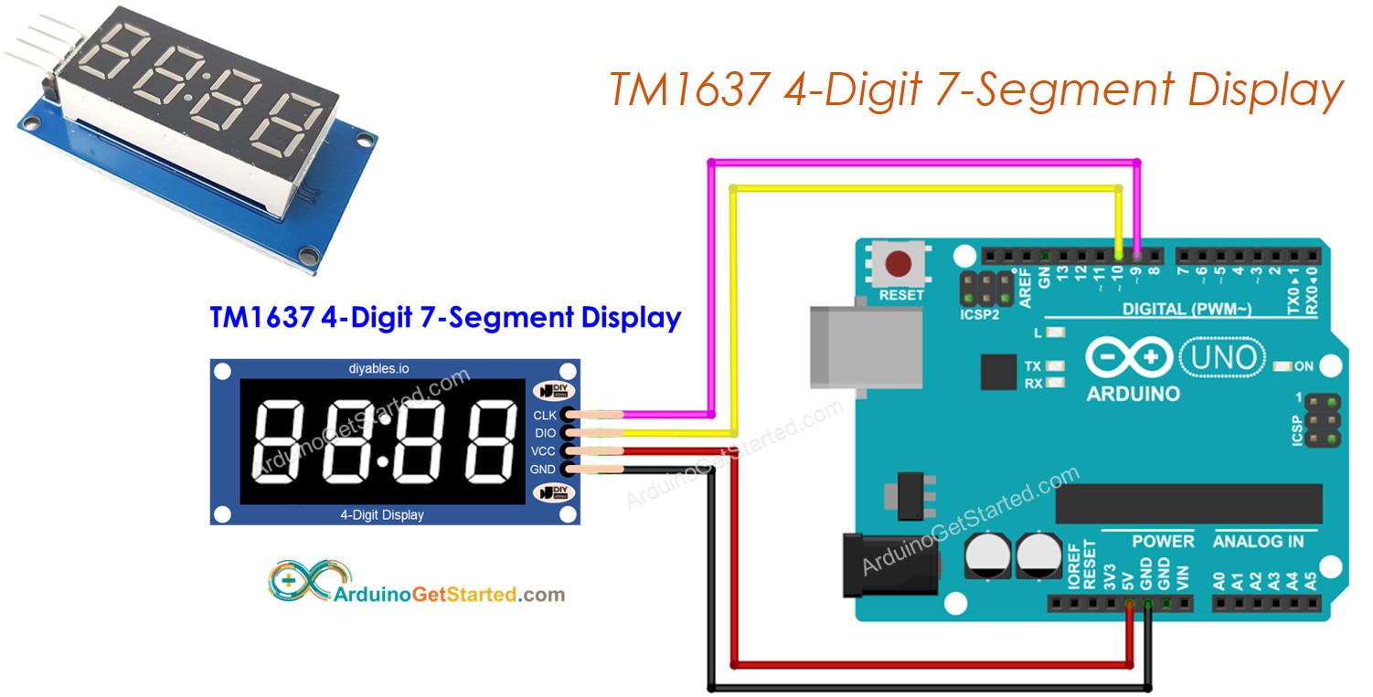 HW-069 4 Digits 7 Segment Display Module with 0.36Inch Time Clock TM1637 Driver - Electra Store